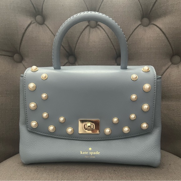 Bags | Kate Spade Serrano Place Pearl Shonna Satchel Light Blue Pebbled ...